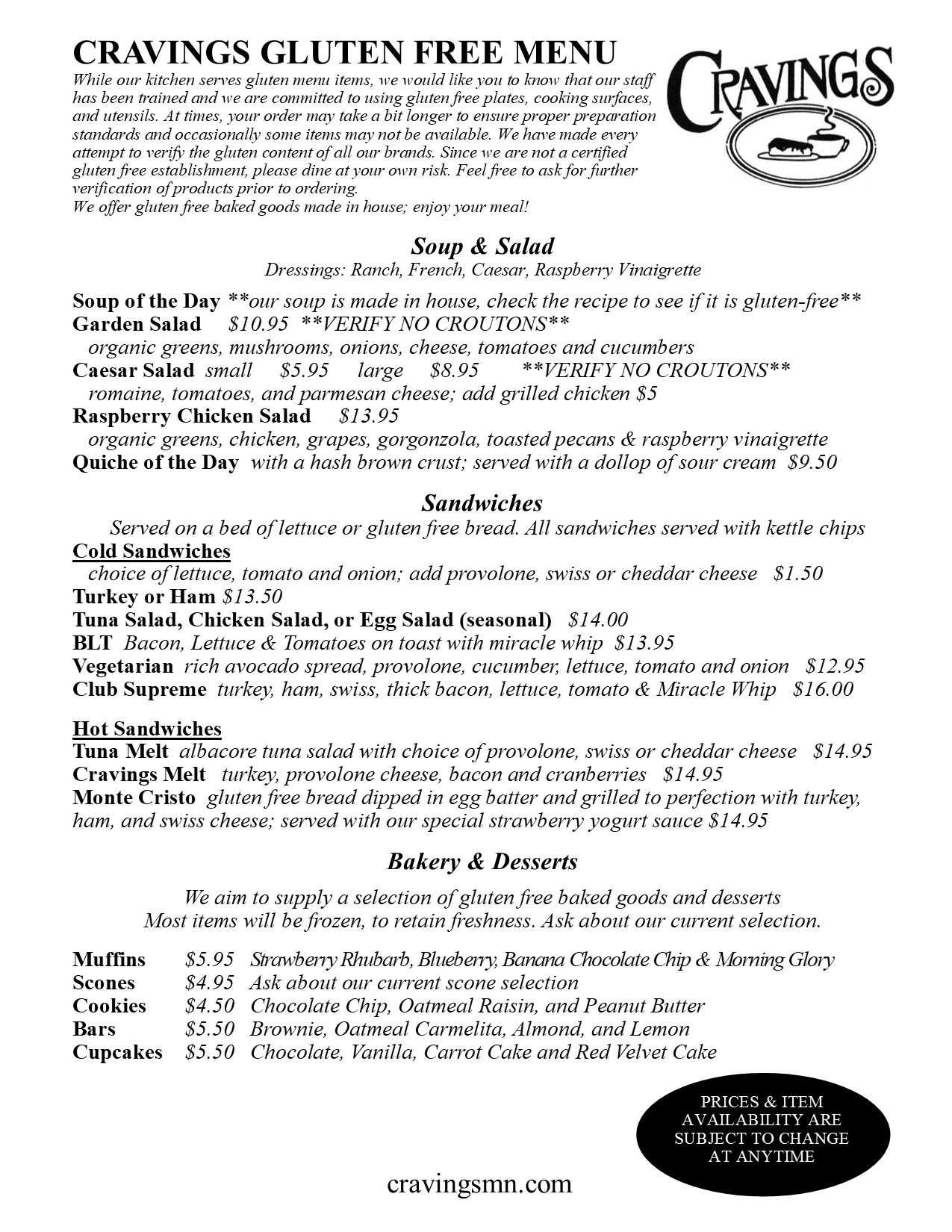 Online Ordering - Cafe Cravings White Bear